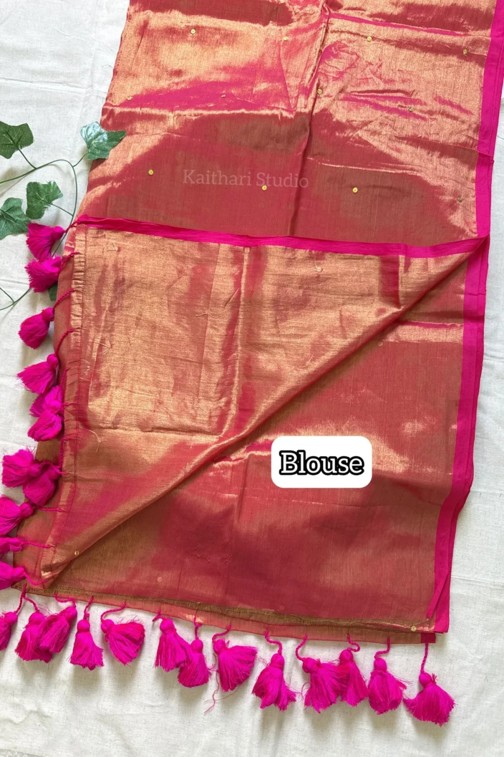 Premium Quality Tissue Saree – Pink dual tone – KS088 – Kaithari Studio