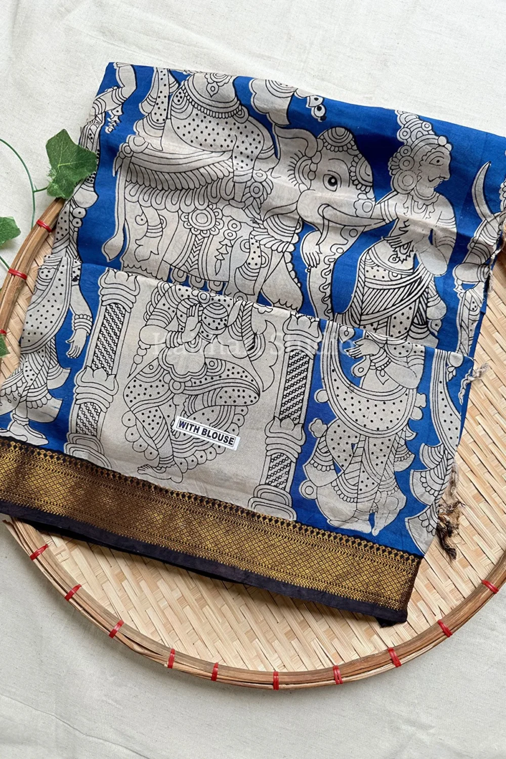 Handcrafted Kalamkari Chennur Silk Nizam Border – Blue – KS115 ...