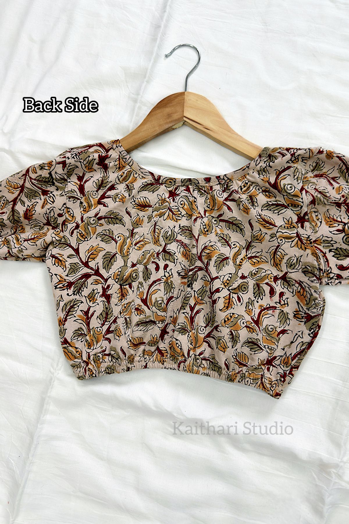 Kalamkari Handblock Printed Stretchable Readymade Blouse – Cream ...